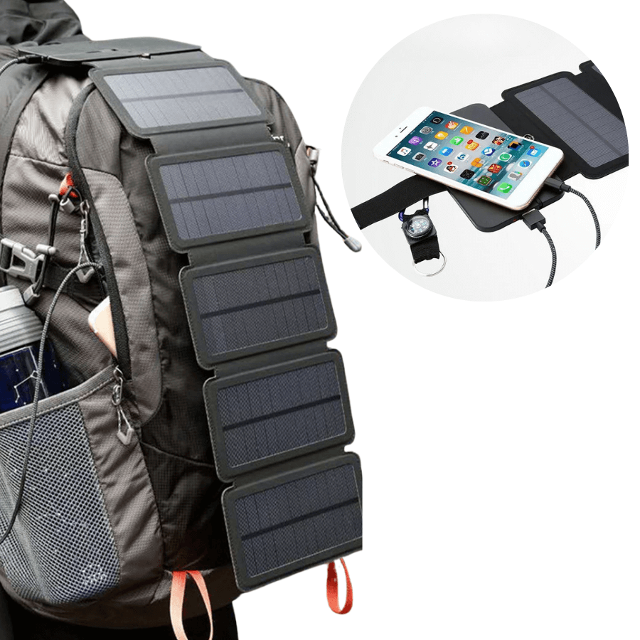 Outdoor Folding Solar Panel Charger – 5-Panel 9W USB Solar Power Bank ...